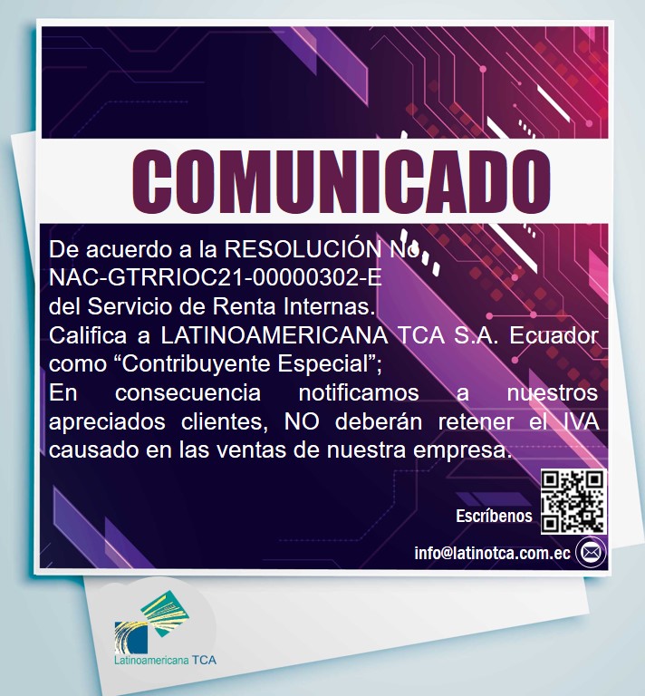 Comunicado a nuestros apreciados clientes - latinotca